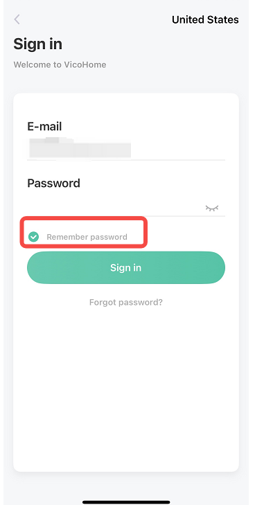 Remember Your Password When Signing In – VicoHome